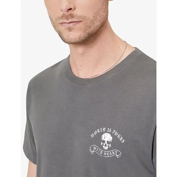Buy The Kooples Skull Graphic-print Cotton-jersey T-shirt - Grey